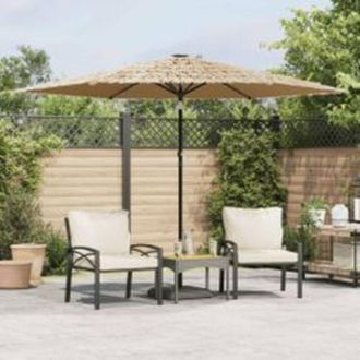 Les Tendances Parasol de jardin avec LED et m&acirc;t en acier marron 288x288x225