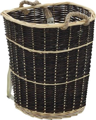 tidyard Holzkorb Brennholz-Rucksack Mit Tragegriffen und Riemen aus Naturweide strahlt,Vielseitige Weide-Rucksack Wäschekorb Gemüseaufbewahrungskorb Mit Rieme