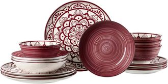 Ritzenhoff & Breker Doha Tafelset 16-teilig, Teller und Schalen f&uuml;r 4 Personen, Geschirr-Set mit arabesk-floraler Ornamentik, Sp&uuml;lmaschinen- & Mikrowellengeeignet, Porzel