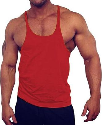 Generic D&eacute;bardeur de fitness pour homme - T-shirt dentra&icirc;nement c&ocirc;tel&eacute; - S&eacute;chage rapide - T-shirt d&eacute;t&eacute; - Coupe ajust&eacute;e - D&eacute;bardeur de sport - D&eacute;bardeur de bod