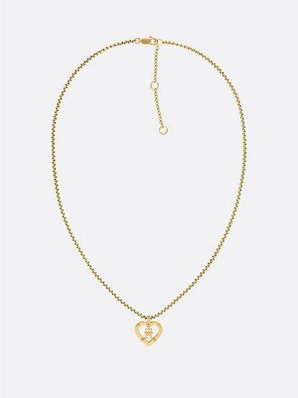 Tommy Hilfiger Collier coeur plaqu&eacute; or &agrave; monogramme TH