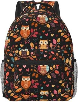 Generic Joli Hibou Hiboux Color&eacute;s Sac &Agrave; Dos Confort Sacs A Dos Antivol Sacs D&Eacute;cole Pour Ordinateur Portable Voyage Camping 29X40Cm