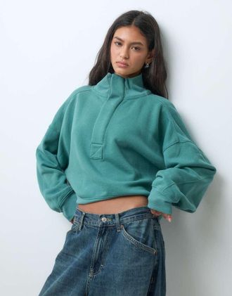 Free People Sweatshirt mit Stehkragen in Aqua-Blau