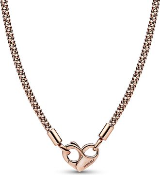 Pandora Moments Studded Chain Halskette aus Sterling Silber mit 14 Karat rosévergoldete Metalllegierung, Länge 45cm, 382451C00-45