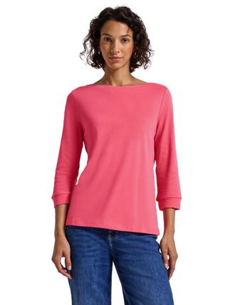 Street One Damen 3227440 Basic U-Boot Shirt, Almond Coral, 44
