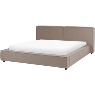 Beliani Polsterbett Hellbraun Stoff mit Lattenrost 180x200 cm Hohes Gestepptes Kopfteil Retro Design Doppelbett Ehebett Schlafzimmer Ausstattung M&ouml;bel