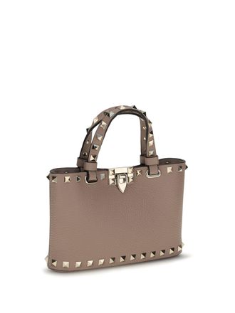Valentino Garavani Womens Rockstud Shopping Mini Handbag Poudre Calf Leather Bos Taurus Handbags Hand Bags