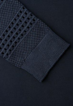 Street One Kurzarmshirt silk look shirt w.knit sleeves