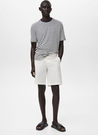 Mango Bermudashorts aus Baumwolle mit Gummizug innen cremeweiß - Herren - 38 - MANGO MAN