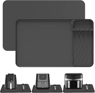 Generic Tapis en silicone résistant à la chaleur avec support dustensiles de cuisine compatible avec friteuses à air, protecteur de cuisine pour four, micro-o