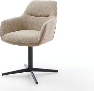 DELIFE Drehstuhl Pejo-Flex Materialmix Schlamm Fu&szlig;kreuz Schwarz 360&deg; drehbar Taschenfederkern, Esszimmerst&uuml;hle