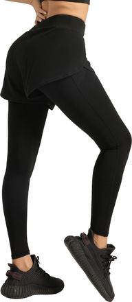Bsubseach Falso Pantal&oacute;n de Yoga de DOS Piezas para Mujer Yoga Pants Mallas Deportivas Cintura Alta Schwarz XXL