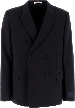 Valentino Garavani Homme, Vestes, Noir, Taille: L Veste Crois&eacute;e en Laine
