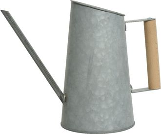 Decoris Gießkanne 12x29x22cm aus Metall mit Holzgriff - zum Gießen und Dekorieren - Zinkgießkanne für Zimmerpflanzen Balkon Garten - Gartendeko Gießgefäß - Sp