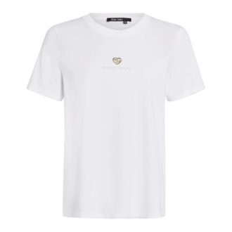 Marc Aurel Femme, Tops, Blanc, Taille: 40 FR T-shirt en coton avec logo scintillant