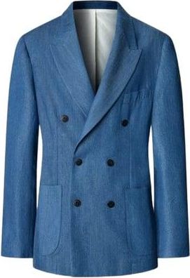 Fa&ccedil;onnable Blazer slim &agrave; double boutonnage en coton