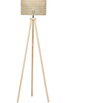 Beliani Beliani - Lampadaire Boho sur Tr&eacute;pied en Rotin Naturel Abat-Jour en Tambour pour Salon Penton