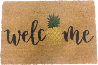 Relaxdays Fu&szlig;matte Kokos, Ananas, 60x40 cm, rutschfest, wetterfest, Fu&szlig;abstreifer innen & au&szlig;en, T&uuml;rvorleger, Mehrfarbig