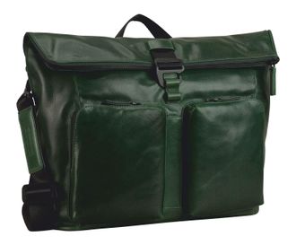 Leonhard Heyden Leder Umh&auml;ngetasche Schultertasche mit Laptopfach Porto Messenger Bottle Green dunkelgr&uuml;n