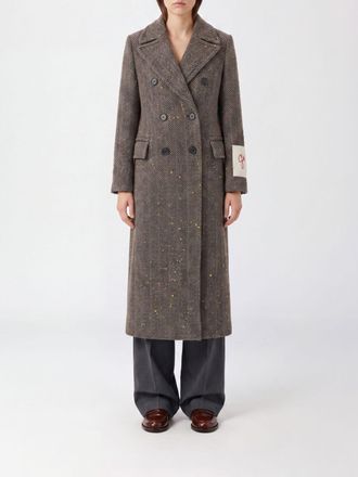 Golden Goose Manteau long crois&eacute; en viscose &agrave; motif chevrons