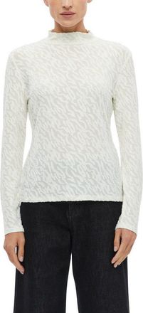 s.Oliver Black Label Langarmshirt mit Struktur-Muster und Stehkragen