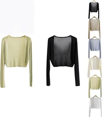 Generic Meetitsneeds Cardigan, cardigan l&eacute;ger, court, bol&eacute;ro ouvert sur le devant, 2 pi&egrave;ces - 3, Taille unique