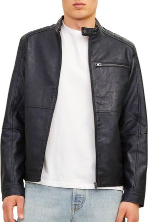 Jack & Jones Herren JJEDYLAN PU Biker Jacket NOOS 12261196,Schwarz,XXL