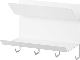 Yamazaki Tableware Home Tower Magnetischer 2-stöckiger Eingangs-Organizer - Aufbewahrung für Handschuhe und Hüte mit Haken für Schlüssel und Taschen - Stahl