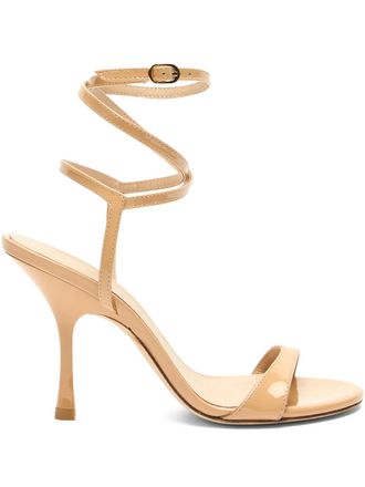 Stuart Weitzman sandales Nudist Wrap 100 mm à fini verni - Tons neutres
