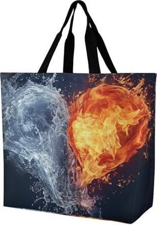 Generic Coeur DEau Et De Feu Sac Fourre Tout L&eacute;ger Tote Bag D&eacute;contract&eacute; Sac Courses Pour Gym Universit&eacute; Travail