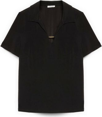 Fiorella Rubino Femme, Blouses et Chemises, Noir, Taille: 40 FR T-shirt en jersey avec d&eacute;tail dencolure