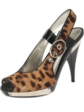 Dolce & Gabbana Slingback-Sandalen mit Leoparden-Print 130mm - Braun