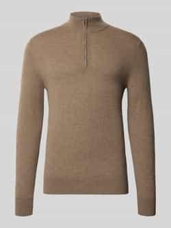 Profuomo Regular Fit Strickpullover aus reinem Kaschmir mit Troyer-Kragen