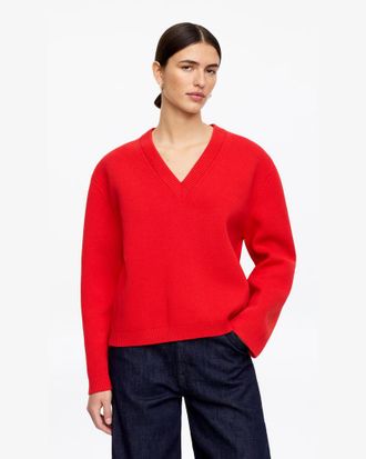 Arket Baumwollpullover Mit V-Ausschnitt -Rot