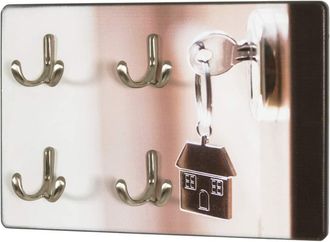 Haku M&ouml;bel Schl&uuml;sselboard edelstahloptik, Motiv, MDF, Metall - Ma&szlig;e: B 30 cm x H 21 cm x T 5 cm, Style: Modern