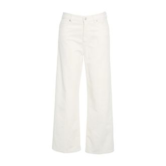 Nine In The Morning Femme, Pantalons, Blanc, Taille: W30 Pantalon Large en Velours C&ocirc;tel&eacute; Bianco Aw25