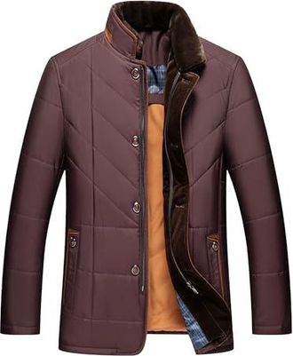 Generic Manteau matelass&eacute; doubl&eacute; en fausse fourrure pour homme avec fermeture &eacute;clair et coupe-vent, bordeaux, XX-Large