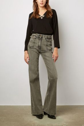 Gerard Darel T-shirt uni au col V d&eacute;cor&eacute; de diamants - ARIELLE - Noir