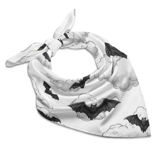 Generic Écharpe carrée en soie légère avec motif chauve-souris et nuages pour Halloween, foulard respirant, cadeau pour homme et femme, multicolore, 60x60cm