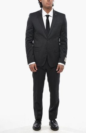 Corneliani CC COLLECTION Zweiknopf-Anzug aus reiner Schurwolle mit klassischem Revers und doppeltem Seitenschlitz Corneliani