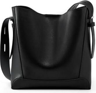 Generic Sacs seau pour femme - Sac fourre-tout en cuir v&eacute;ritable - Sac &agrave; bandouli&egrave;re Hobo - Grande capacit&eacute; - Sac &agrave; main de travail sous les bras avec fermetu