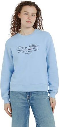Tommy Hilfiger Sweat Femme avec Col Ras-du-Cou, Bleu (Vessel Blue), XL
