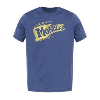 Moncler Logo Print T-shirt - - Tops - Herren - Blau - 2XL