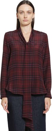 Burberry Check Silk Scarf Blouse