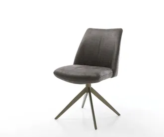 DELIFE Drehstuhl Elso-Flex Mikrofaser Anthrazit Vintage Kreuzgestell breit Effektfinish Titan 360&deg; drehbar Taschenfederkern, Esszimmerst&uuml;hle