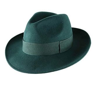 Classic Italy Chapeau Fedora Pliable, imperm&eacute;able, Feutre Homme ou Femme Fedora - Taille 59 cm - Vert