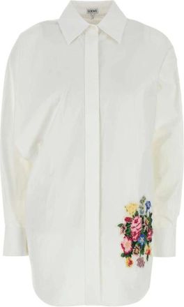 Loewe Femme, Blouses et Chemises, Blanc, Taille: 38 FR Chemise en popeline de coton brod&eacute;e