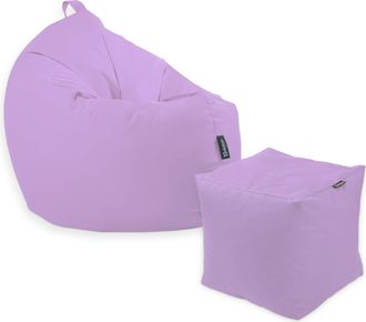 BuBiBag Premium 2-in-1 Sitzsack mit Füllung | für Kinder & Erwachsene | Outdoor & Indoor | Sitzkissen | Bodenkissen | Wasser- & schmutzabweisend + Sitzpouf 35