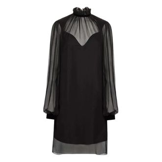 Nina Ricci Gekr&auml;uselter Seidenrock Midi - - Dresses - Damen - Schwarzk - M