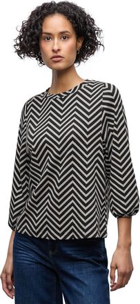 Street One Damen 3228656 Gemustertes Jacquard Shirt, Schwarz, 36